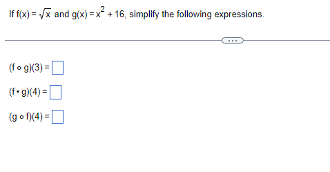 If f(x)=x2 ﻿and g(x)=x2+16, ﻿simplify the following | Chegg.com