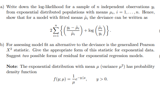 A Write Down The Log Likelihood For A Sample Of N