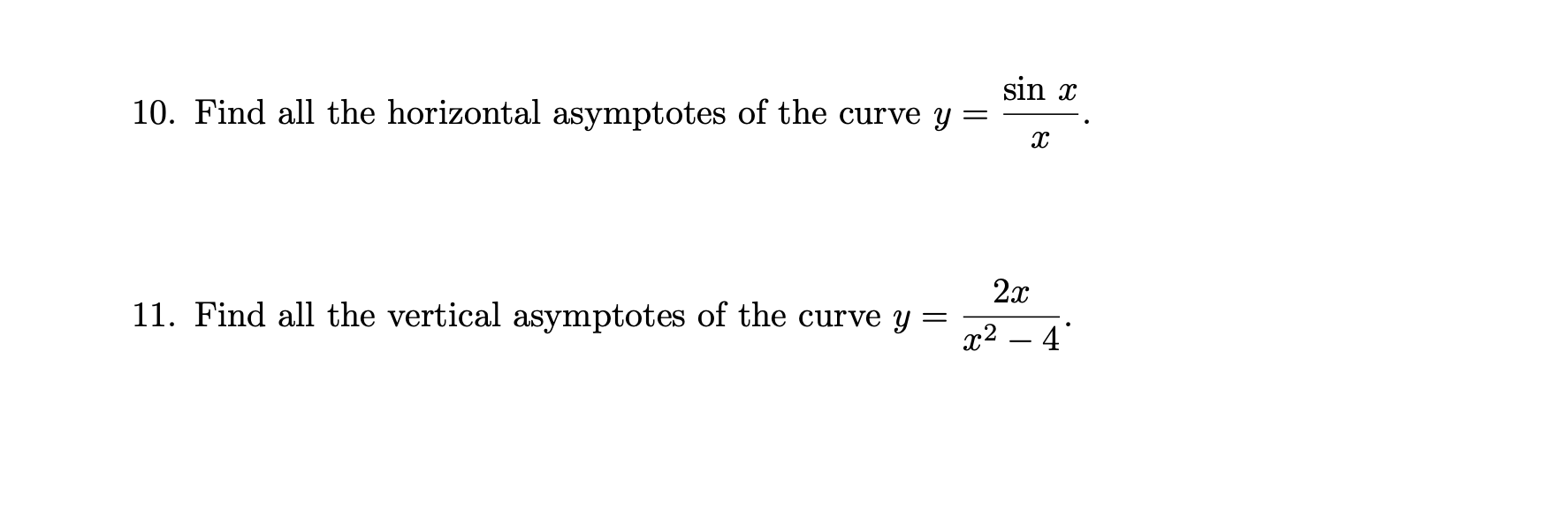 Solved sin x 10. Find all the horizontal asymptotes of the | Chegg.com