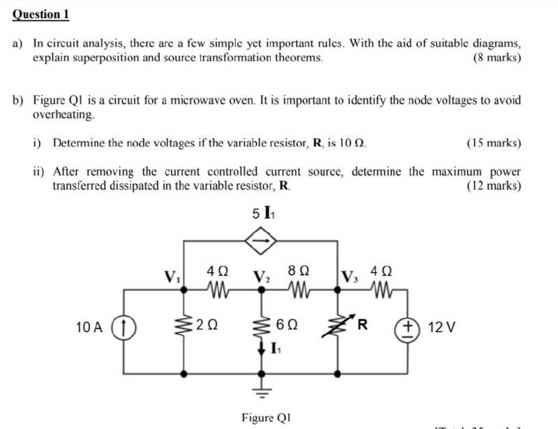 Solved Question 1 a) In circuit analysis, there are a few | Chegg.com
