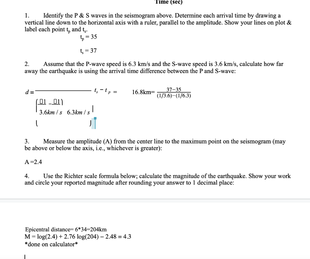 Solved Calculating Earthquake Magnitude The Richter Scale | Chegg.com
