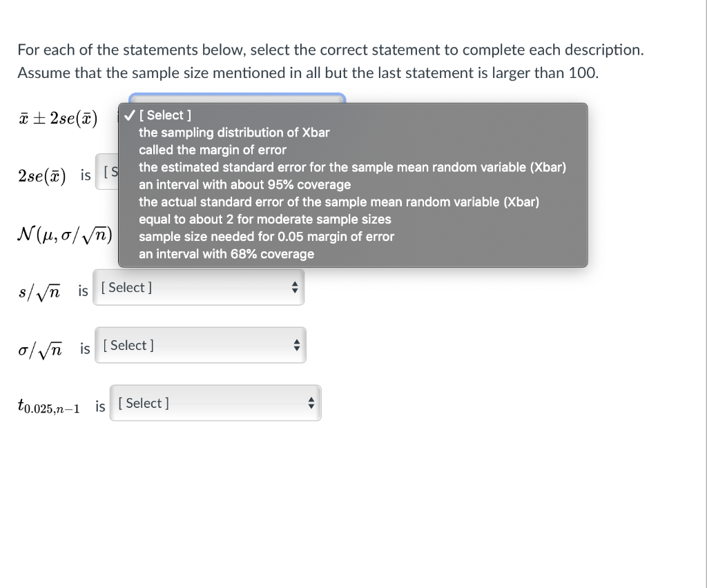 Solved For each of the statements below, select the correct | Chegg.com
