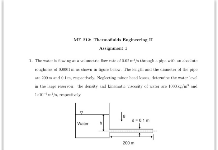 Solved ME 212: Thermofluids Engineering II Assignment 1 1. | Chegg.com