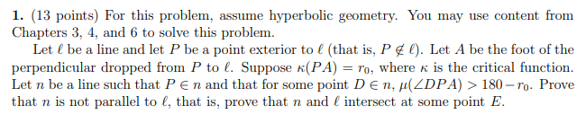 1. (13 points) For this problem, assume hyperbolic | Chegg.com