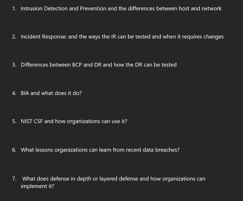 Solved 1. Intrusion Detection and Prevention and the | Chegg.com