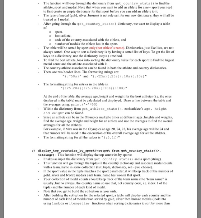 Solved Assignment Overview Dictionaries Lists and tuples | Chegg.com
