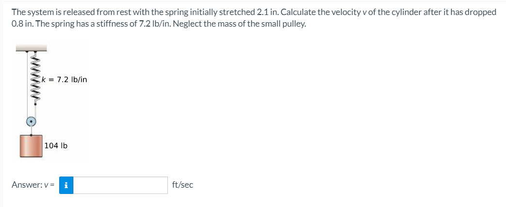 Solved The system is released from rest with the spring | Chegg.com