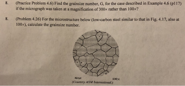Solved (Practice Problem 4.6) Find the grainsize number, G, | Chegg.com