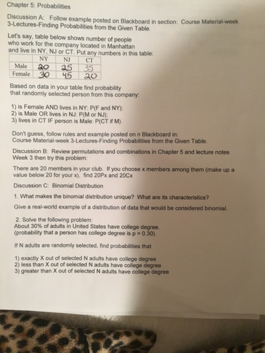 Solved Chapter 5: Probabilities Discussion A: Follow example | Chegg.com
