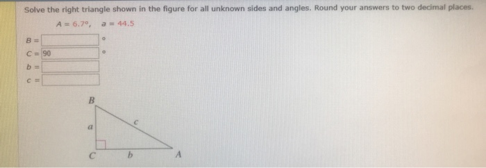 Solved Solve the right triangle shown in the figure for all | Chegg.com
