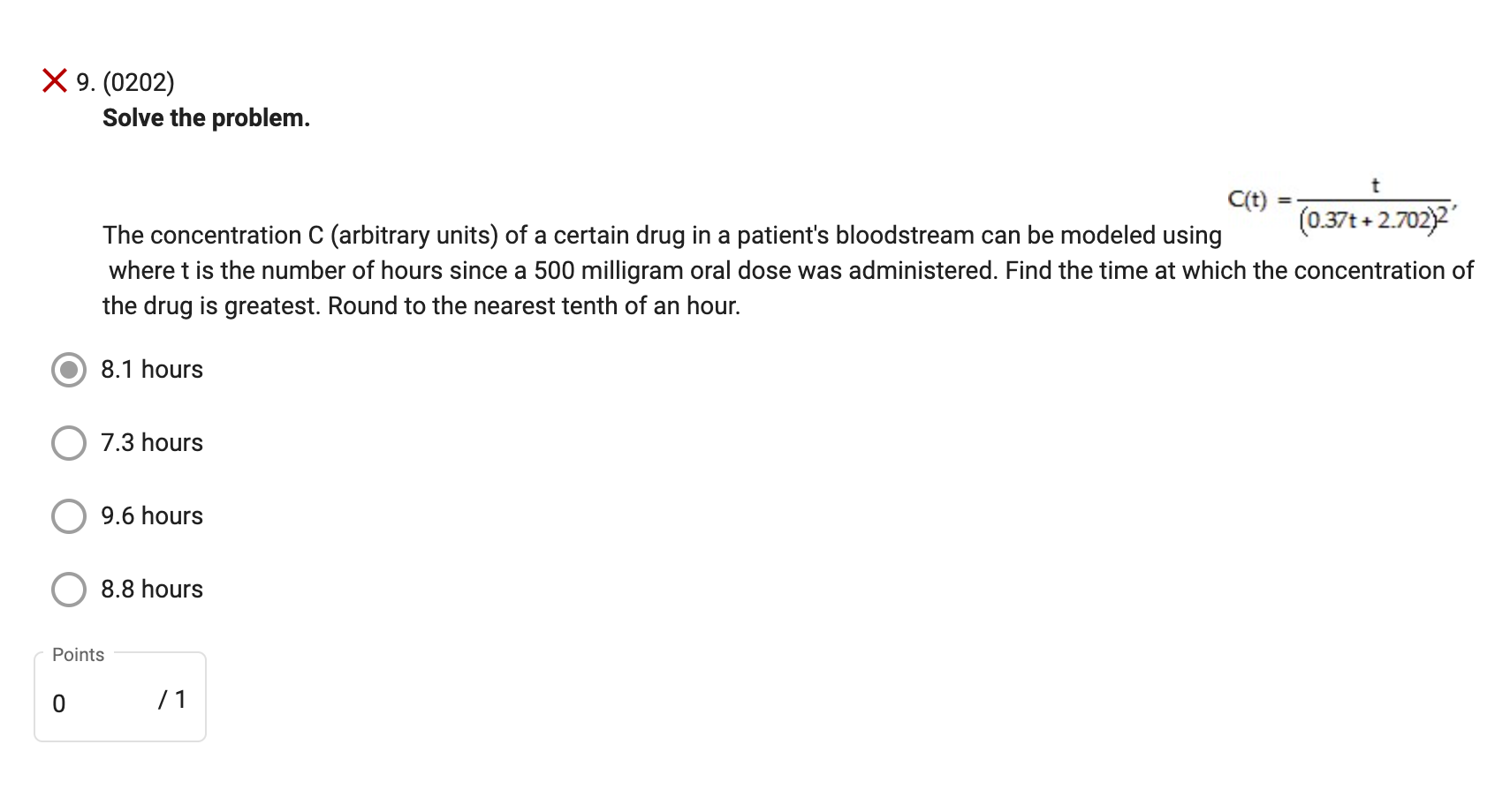 Solved The concentration C (arbitrary units) of a certain | Chegg.com