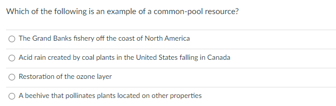 Solved Which of the following is an example of a common-pool | Chegg.com