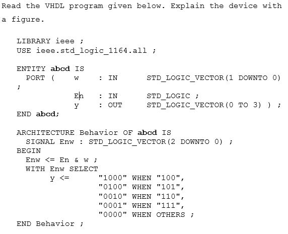 Read The Vhdl Program Given Below Explain The Device 