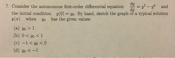 Solved Consider the autonomous first-order differential | Chegg.com