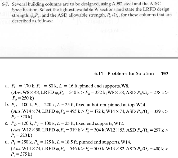 Solved 6-7. Several building columns are to be designed, | Chegg.com