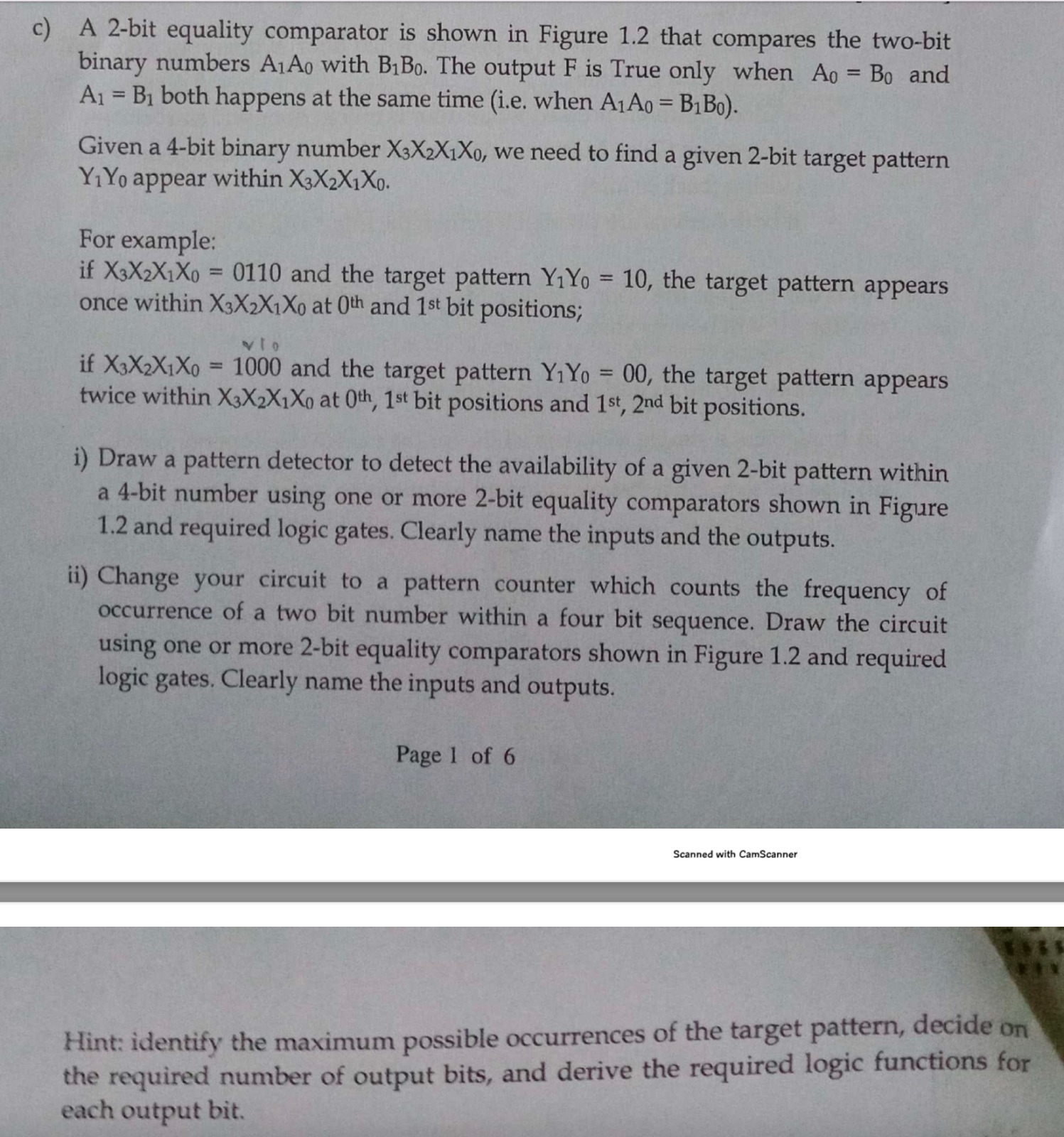 c) A 2-bit equality comparator is shown in Figure 1.2 | Chegg.com