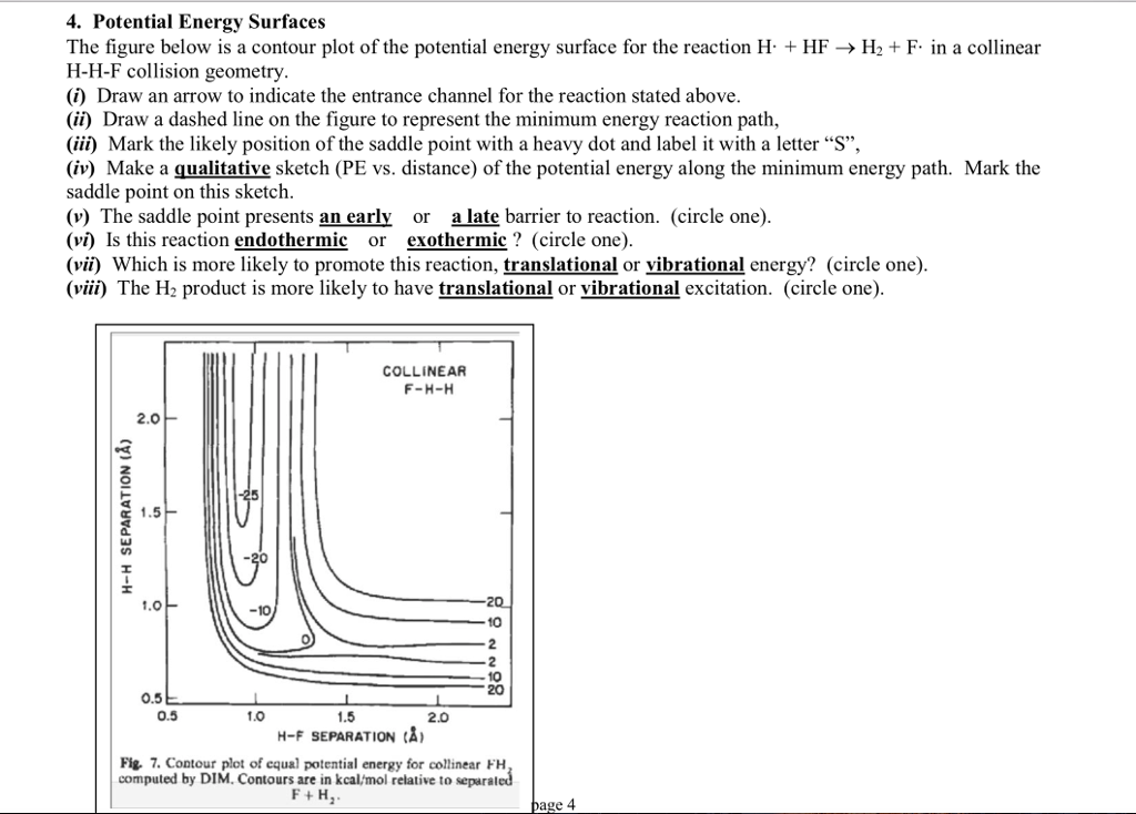 4. Potential Energy Surface:s The figure below is a | Chegg.com