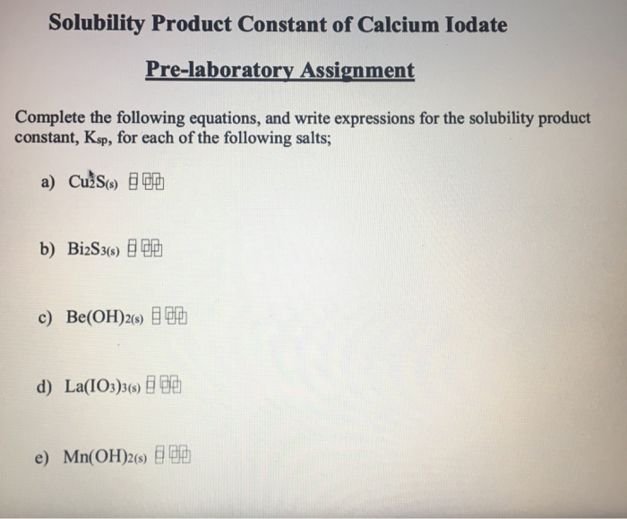 Solved Solubility Product Constant of Calcium Iodate | Chegg.com