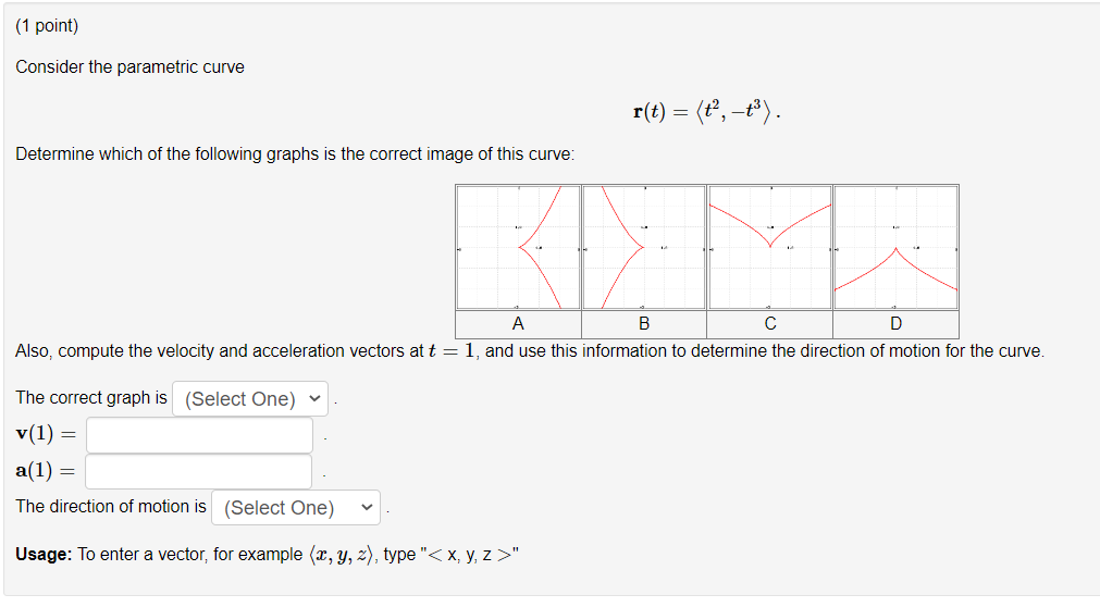 Solved Consider the parametric curve r(t)= t2,−t3 Determine | Chegg.com