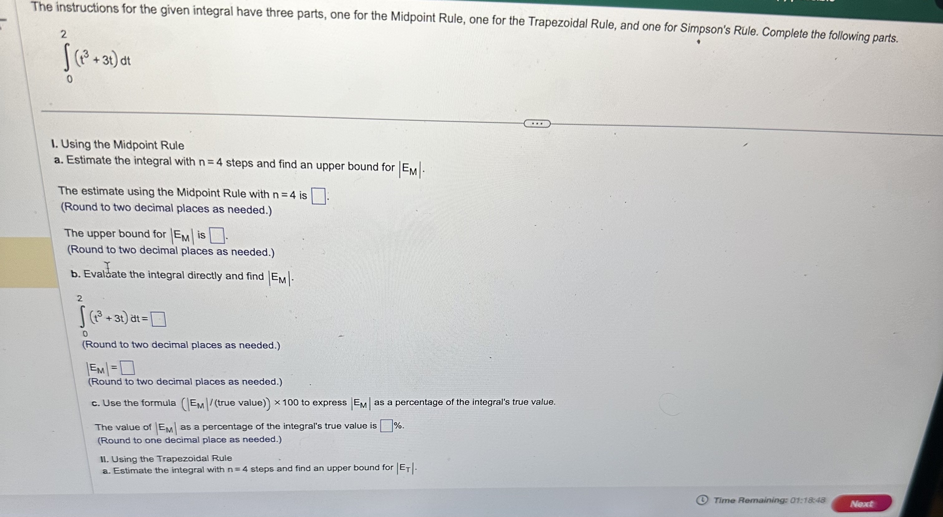 Solved The instructions for the given integral have three | Chegg.com
