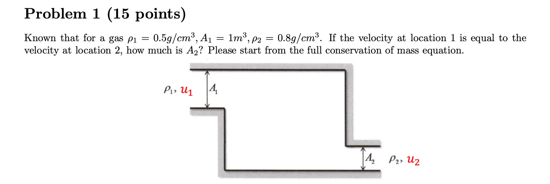 Solved Known that for a gas ρ1=0.5 g/cm3,A1=1 m3,ρ2=0.8 | Chegg.com
