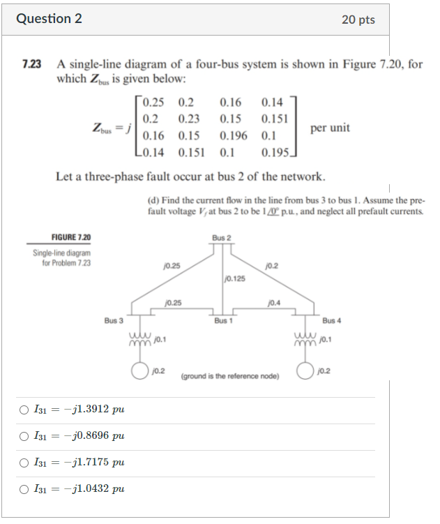 Solved Question 2 20 pts 7.23 A single-line diagram of a | Chegg.com
