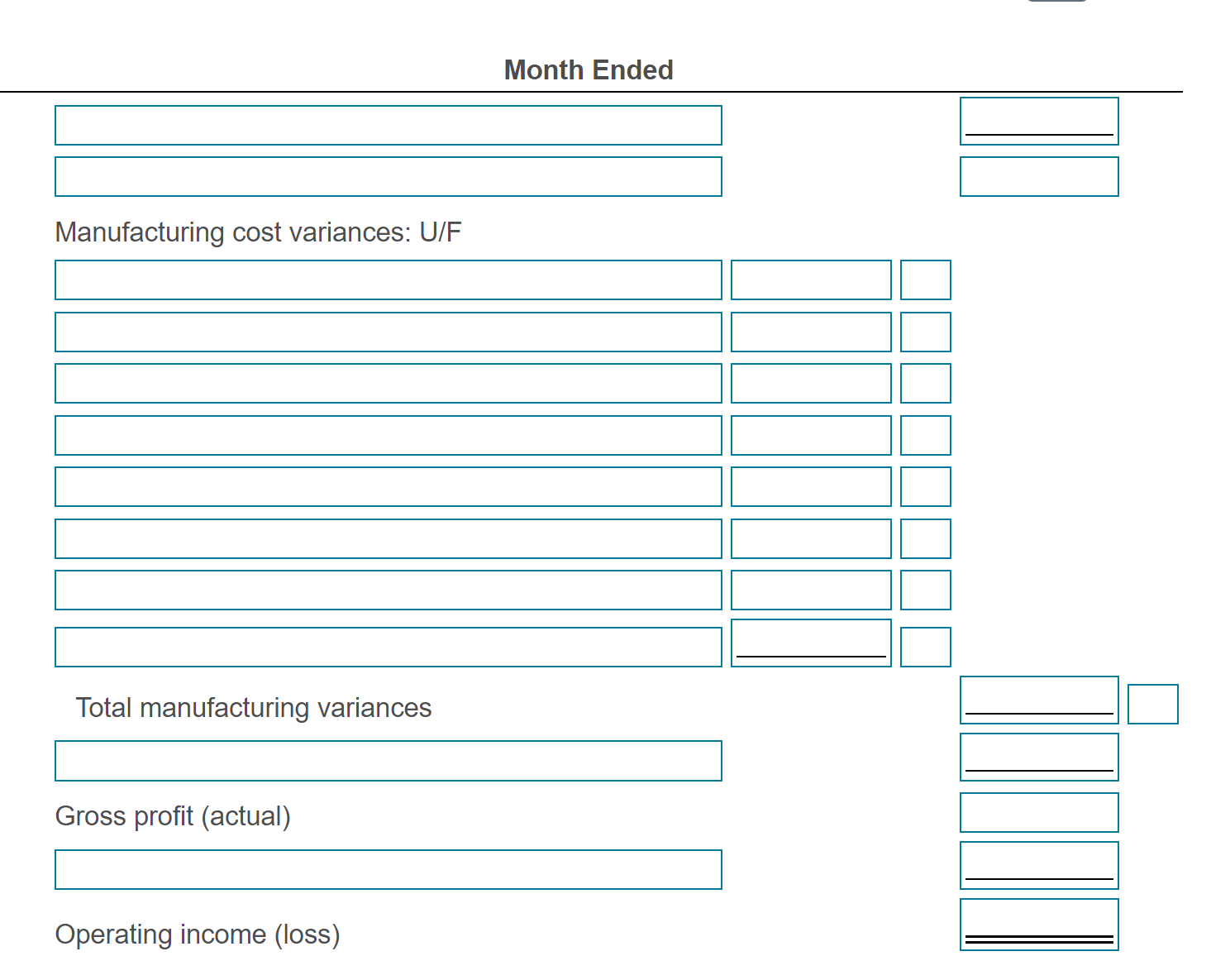 Solved Prepare a standard cost income statement for the | Chegg.com