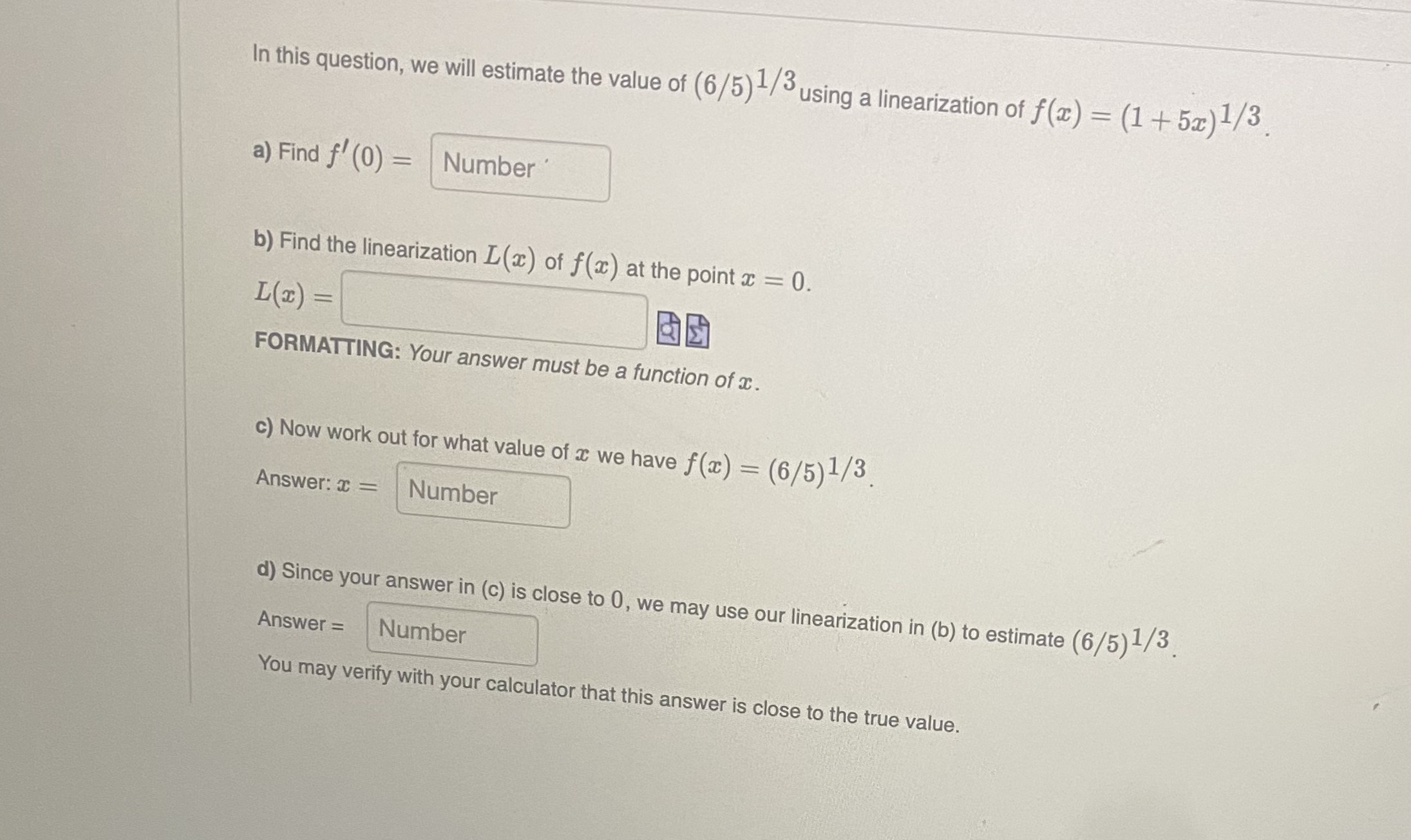 Solved In this question, we will estimate the value of | Chegg.com