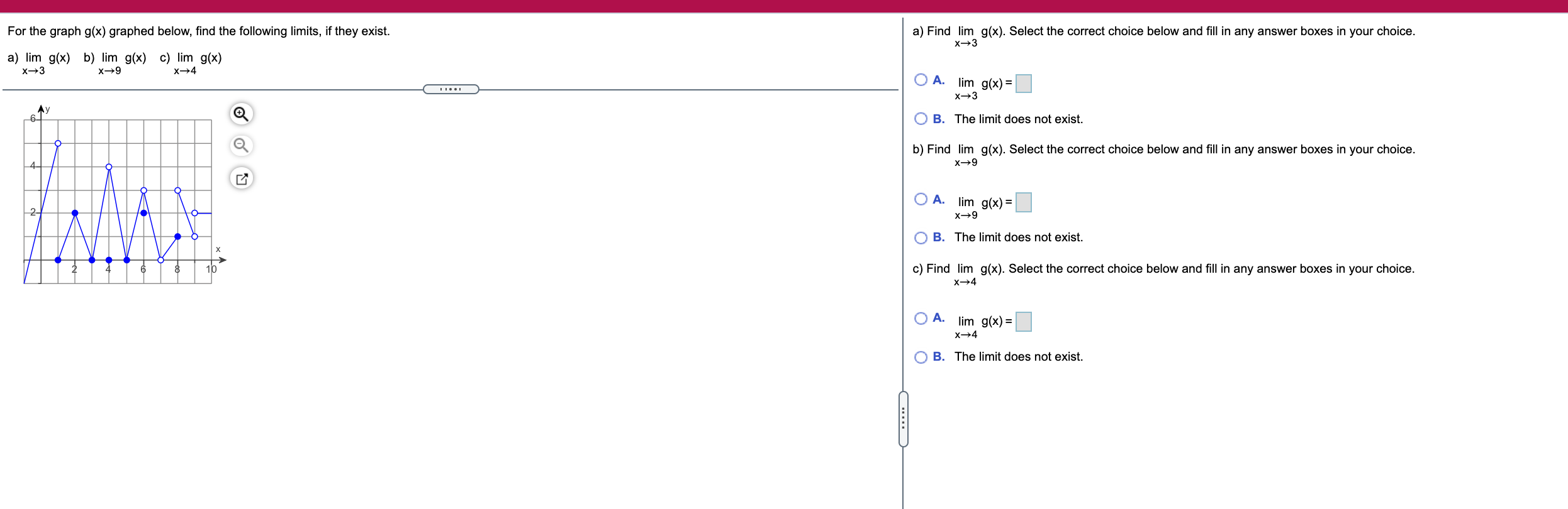 Solved For the graph g(x) graphed below, find the following | Chegg.com