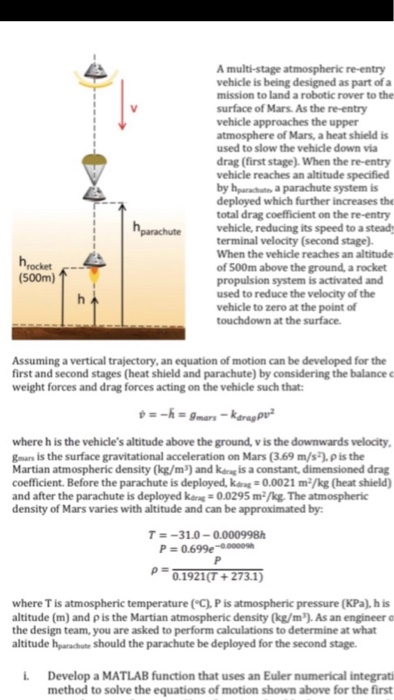 A multi-stage atmospheric re-entry vehicle is being | Chegg.com