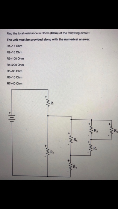 Solved Find the total resistance in Ohms (Ohm) of the | Chegg.com