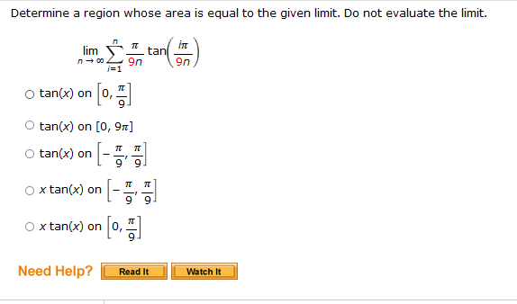 Solved Determine a region whose area is equal to the given | Chegg.com