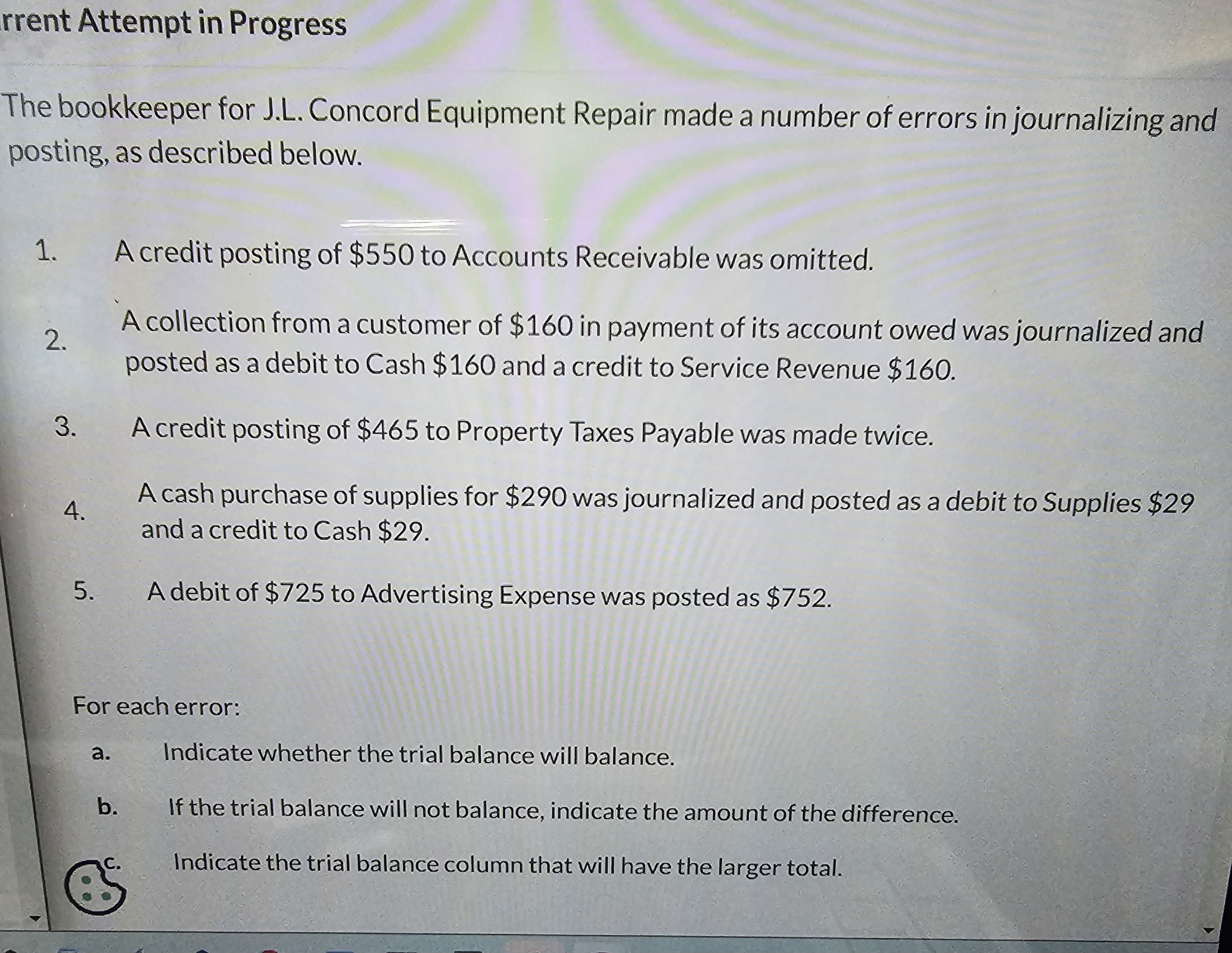 Solved Consider each error separately. Use the following | Chegg.com
