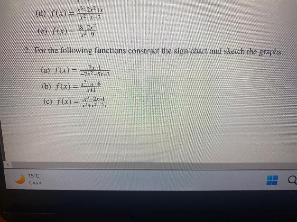 Solved (d) f(x)=x2+x−2x3+2x2+x f(x)=x2−918−2x2 20- the | Chegg.com