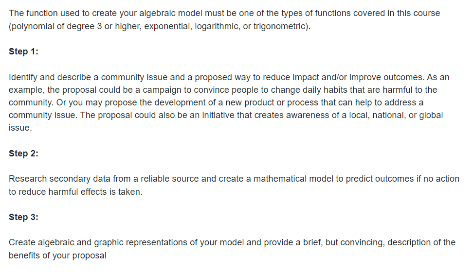 Solved The function used to create your algebraic model must | Chegg.com