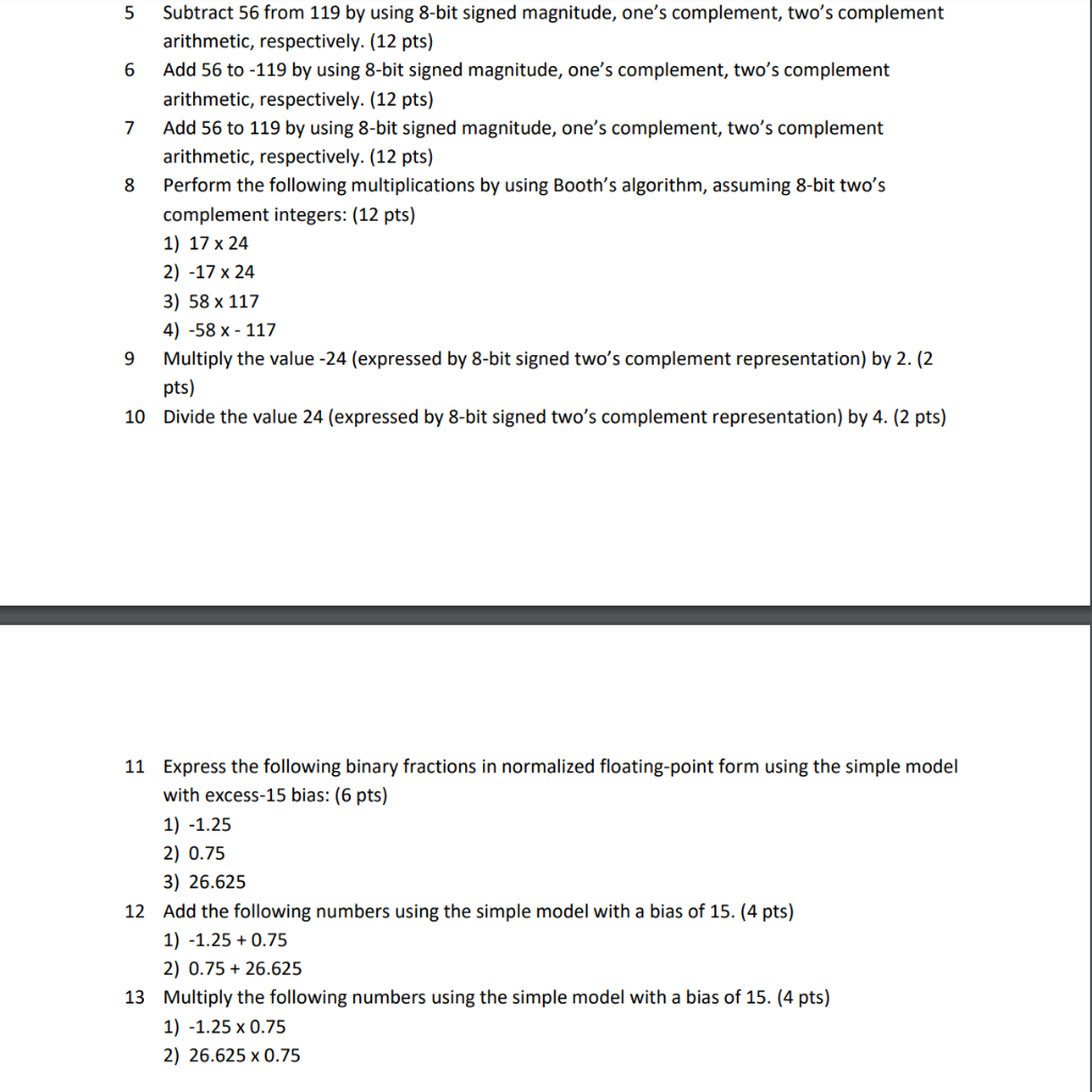 Solved 5 Subtract 56 from 119 by using 8-bit signed | Chegg.com