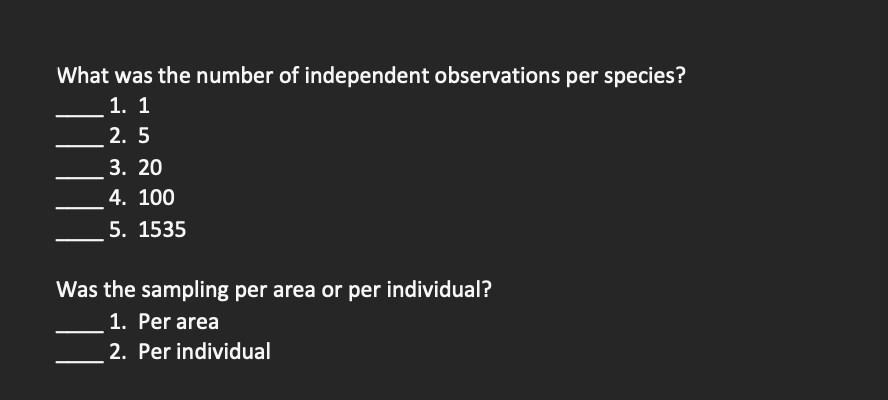 Solved Study C "I sampled within 2-m x 5-m quadrats with the | Chegg.com