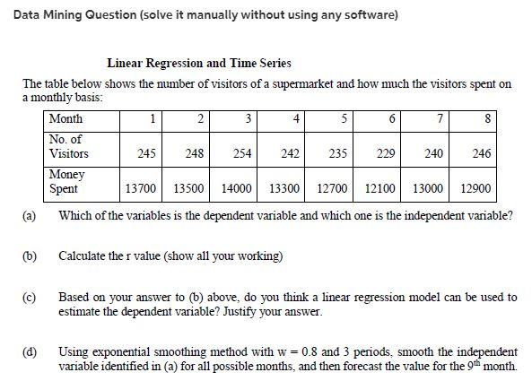 Solved Data Mining Question (solve it manually without using | Chegg.com