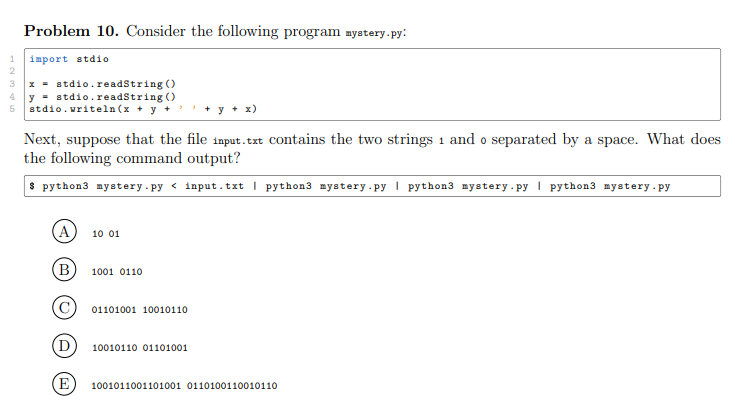 Solved Problem 10. Consider the following program | Chegg.com