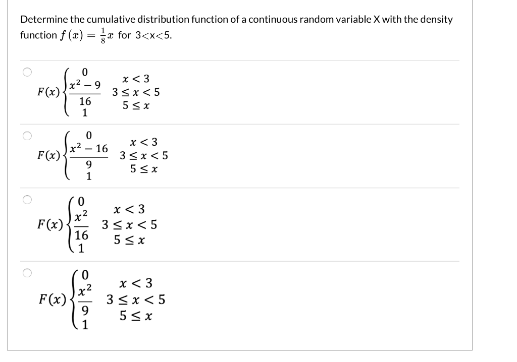 Solved Determine the cumulative distribution function of a | Chegg.com