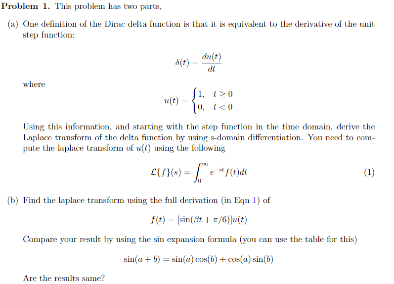 Solved roblem 1. This problem has two parts, (a) One | Chegg.com