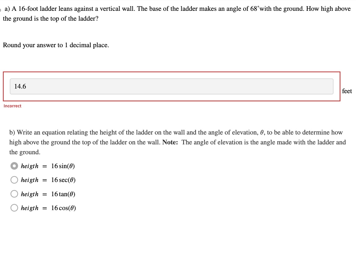 Solved Incorrectb) ﻿Write an equation relating the height of | Chegg.com
