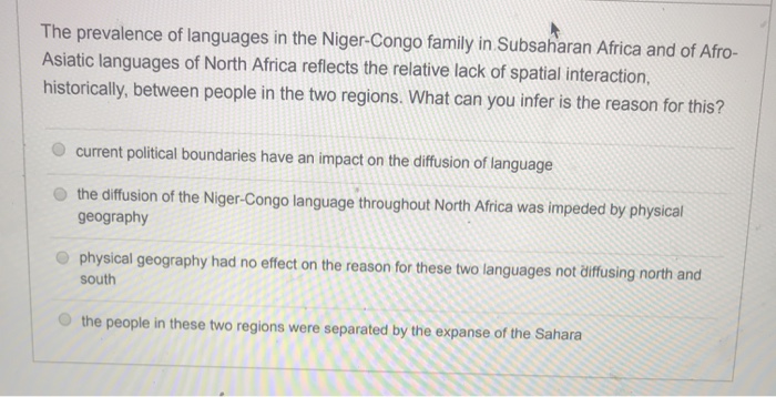Solved The prevalence of languages in the Niger-Congo family | Chegg.com