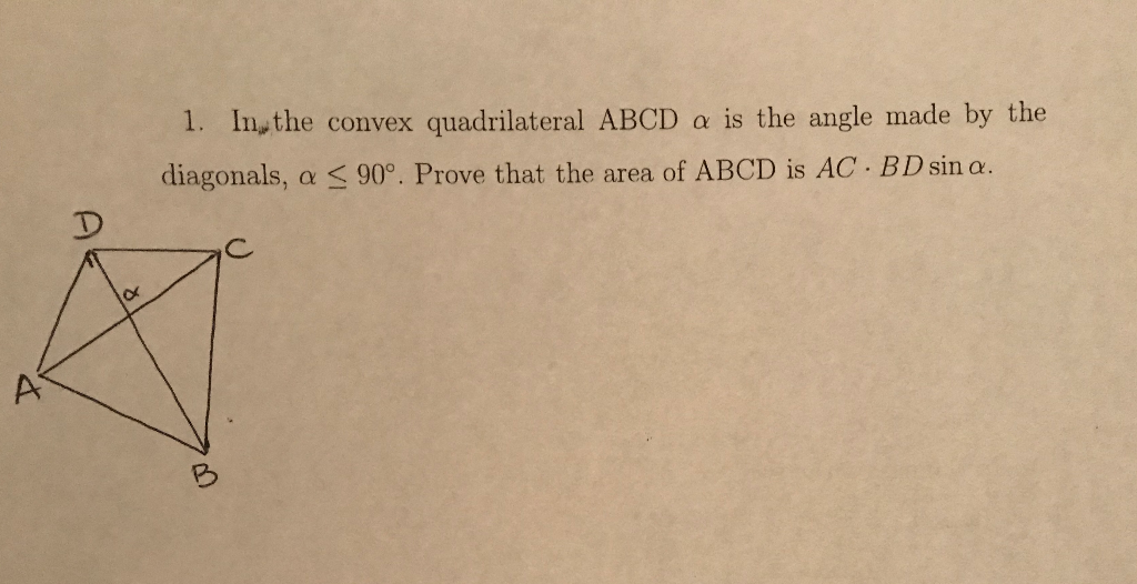 Solved 1. In the convex quadrilateral ABCD a is the angle | Chegg.com