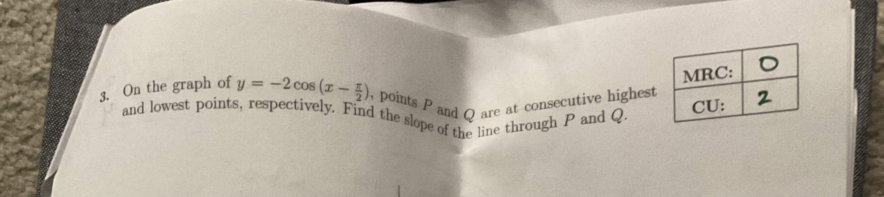 Solved 3. On the graph of y=−2cos(x−2π), points P and Q are | Chegg.com