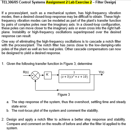 Solved TEL306/05 Control Systems Assignment 2 Lab Exercise 2 | Chegg.com