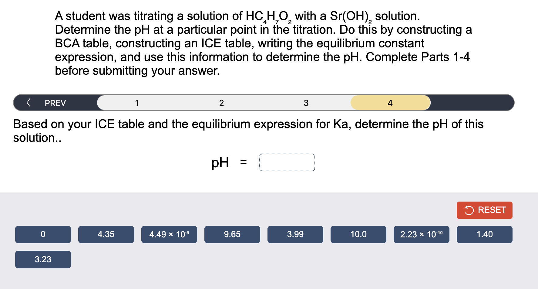 Solved A student was titrating a solution of HC4H7O2 with a | Chegg.com