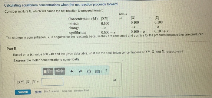 Solved Calculating equilibrium concentrations when the net | Chegg.com