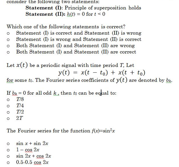 Solved consider the following two statements: Statement (I): | Chegg.com
