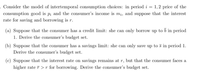 Solved Consider the model of intertemporal consumption | Chegg.com